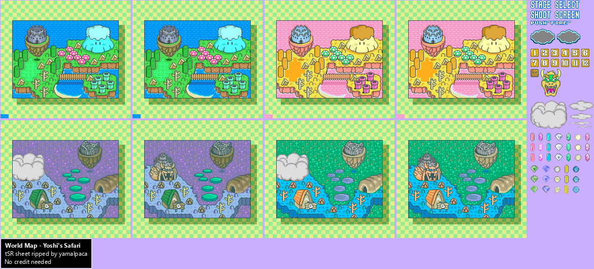 World Map - Yoshi's Safari - SNES - The Spriters Resource