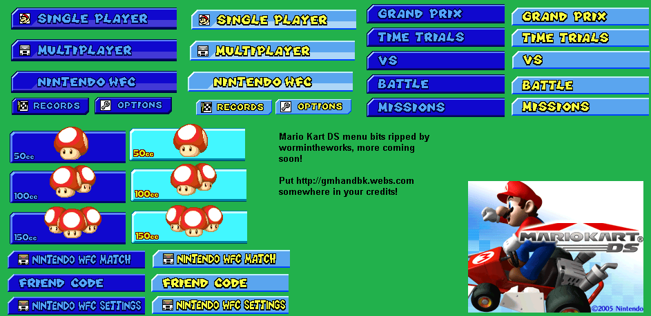 Ds Dsi Mario Kart Ds Menu The Spriters Resource