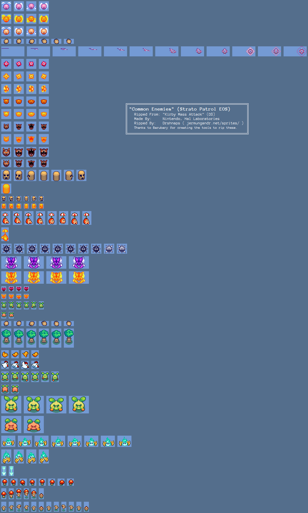 Ds Dsi Kirby Mass Attack Enemies The Spriters Resource