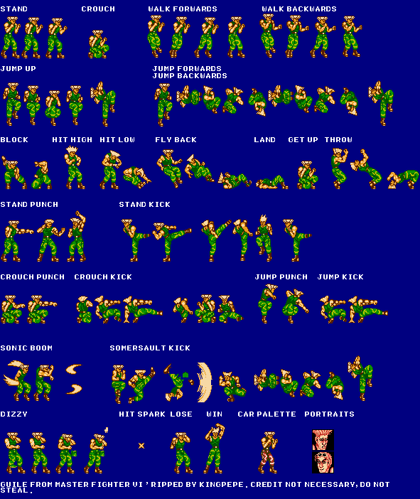 Nes Master Fighter 6 Bootleg Guile The Spriters Resource