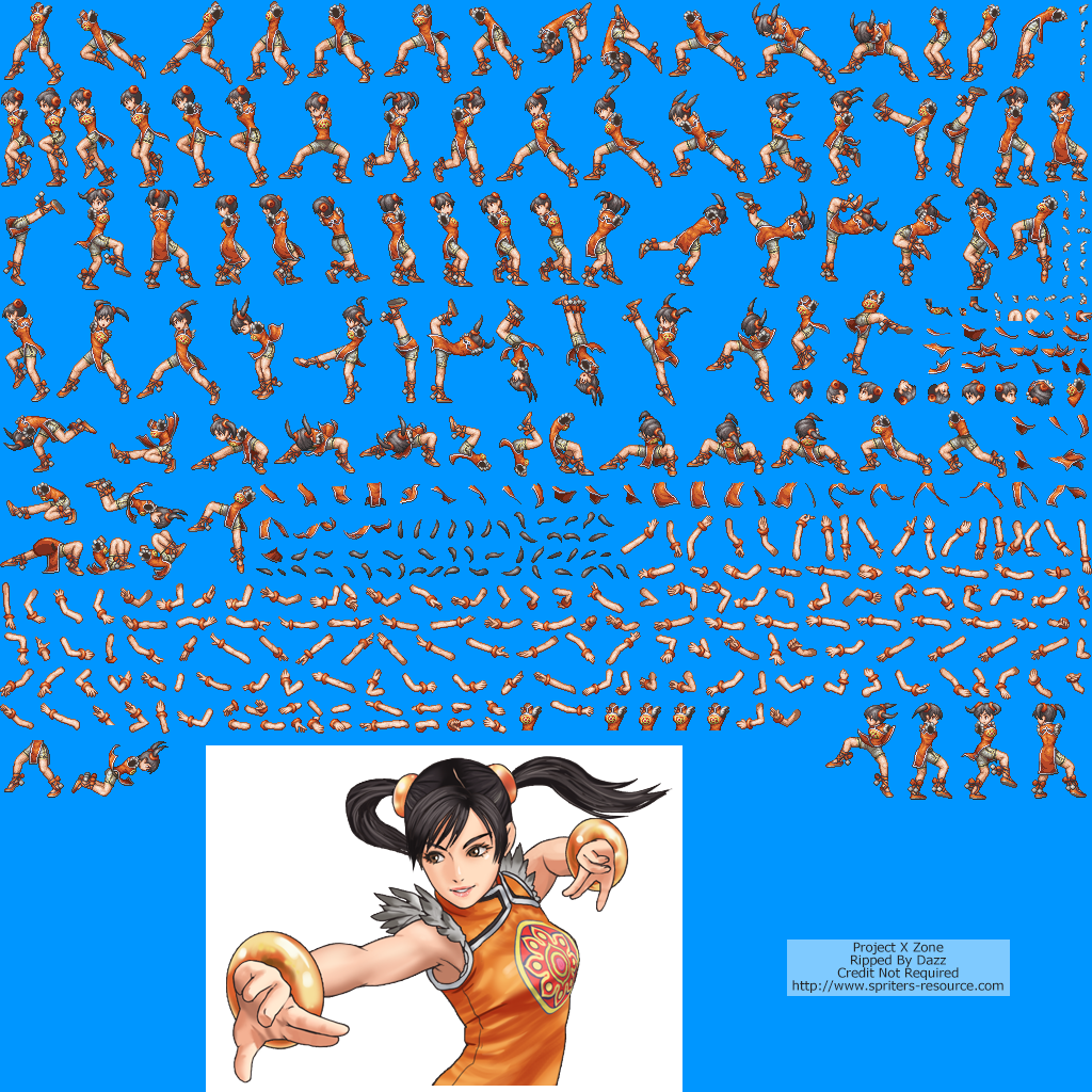 The Spriters Resource Full Sheet View Project X Zone Ling Xiaoyu