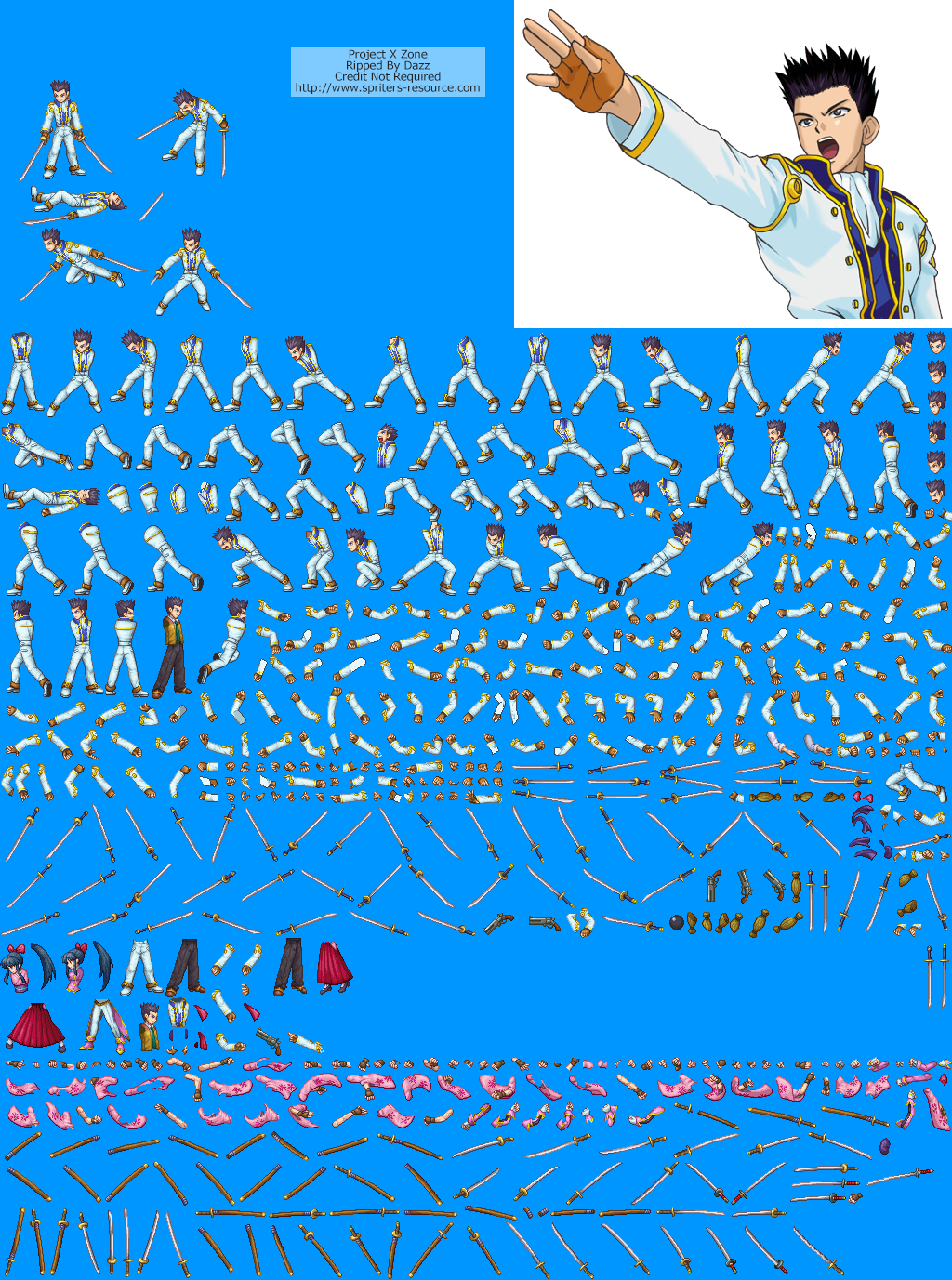 The Spriters Resource Full Sheet View Project X Zone Ichiro Ogami